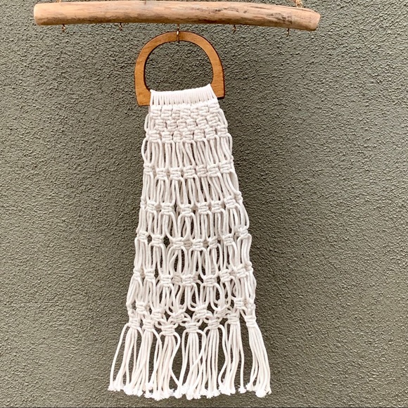 Bags | Macrame Boho Handbag Wwooden Handles | Poshmark